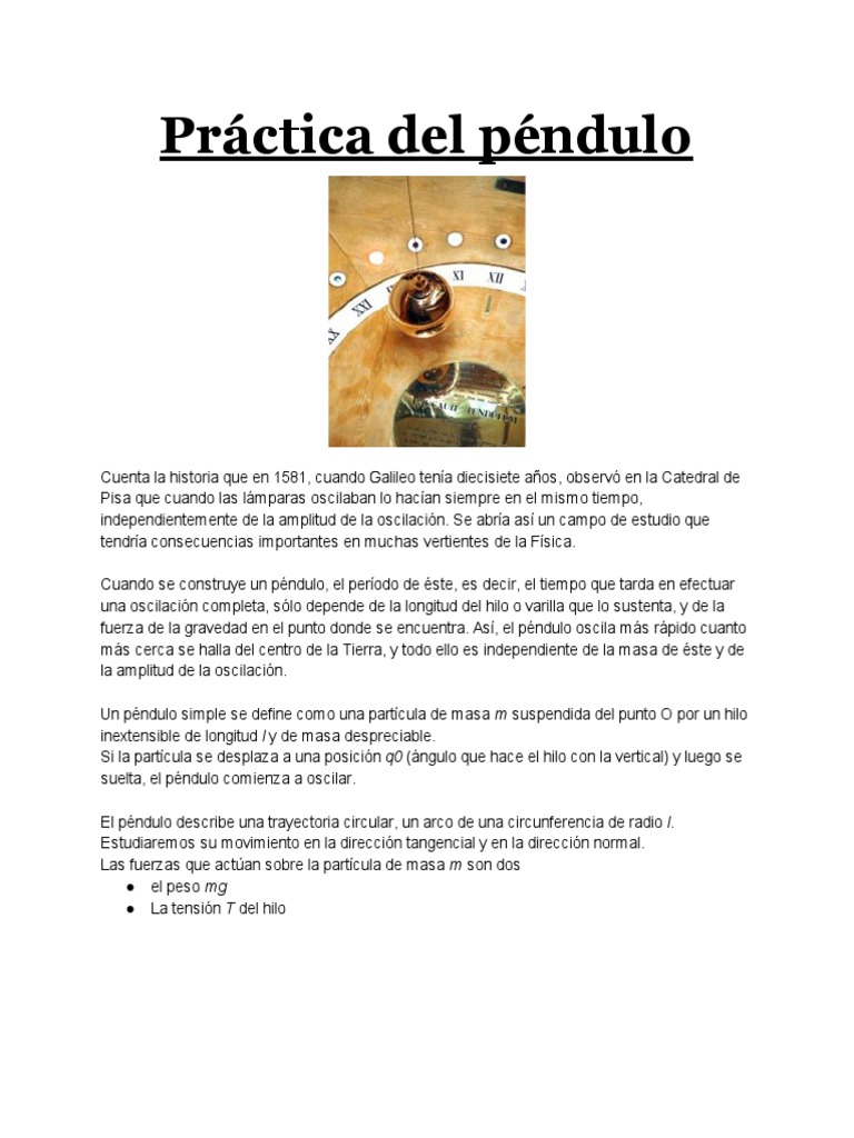 Práctica Péndulo | PDF | Péndulo | Física