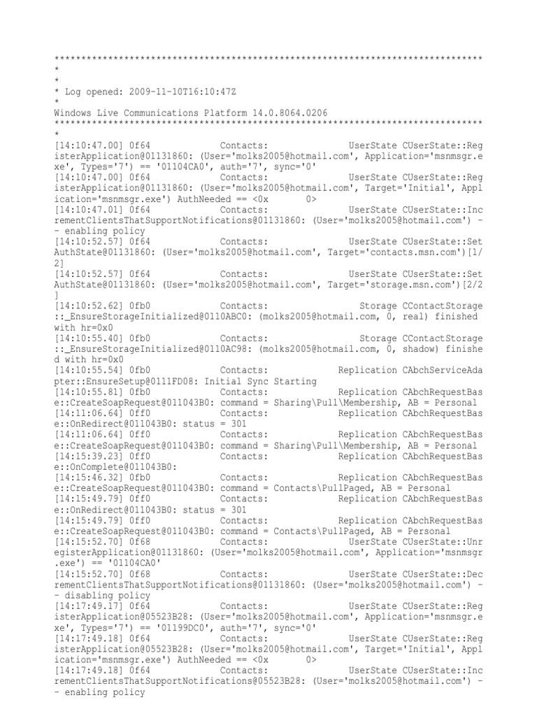 Contacts Log | PDF | Replication (Computing) | Operating System Families