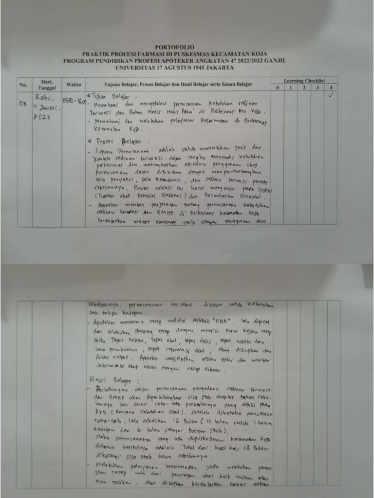 Laporan Pkpa Hari Ke 8 Puskesmas Koja | PDF