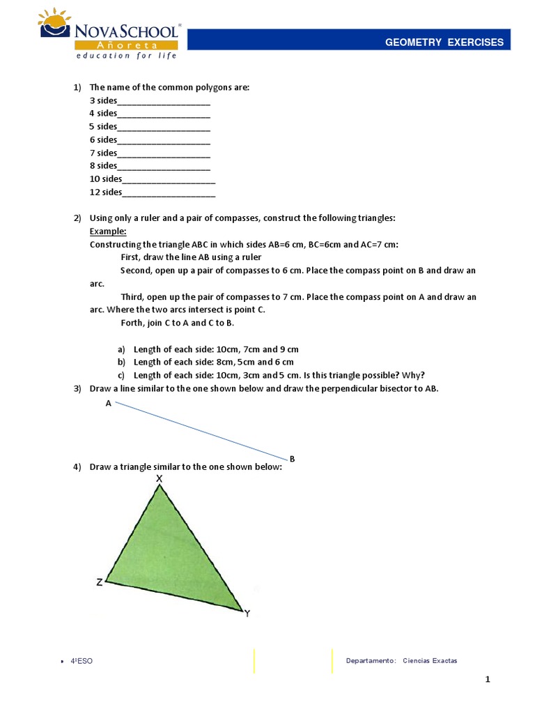 Exercises Geometry | PDF