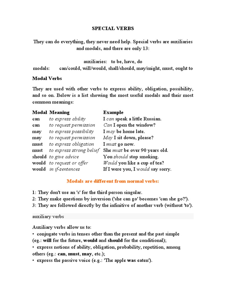 Special Verbs | PDF | Grammatical Conjugation | Morphology