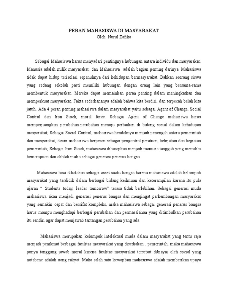 Peran Mahasiswa dalam Masyarakat | PDF