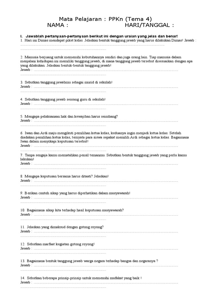 Kelas 5 Tema 4 Mapel PPKN | PDF