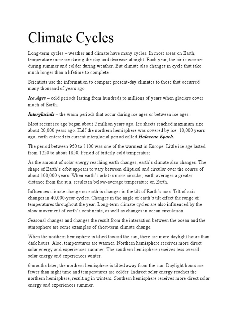 Climate Cycles | PDF | Earth | Ice Age