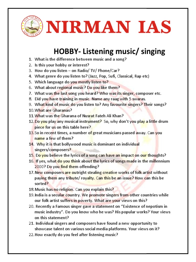 Listening Music & Singing | PDF