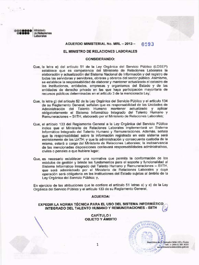 Norma Técnica del Sistema SIITH | PDF | Derecho laboral | Soporte técnico