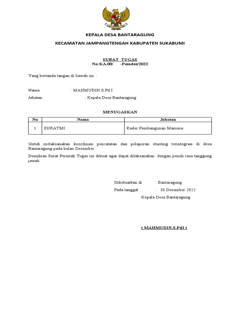 Contoh Surat Tugas KPM | PDF