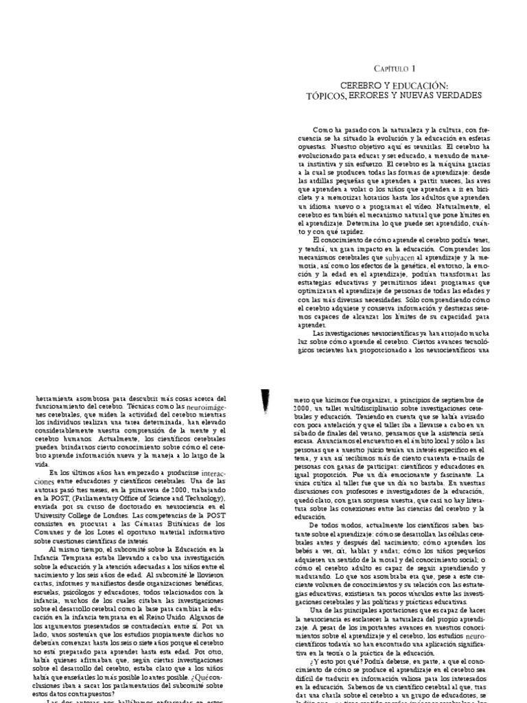 Como Aprende El Cerebro Cap1 Pdf Neurona Cerebro
