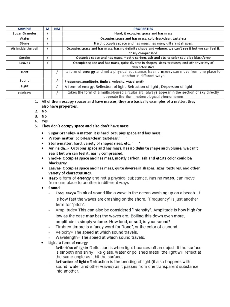 Science 8 Matter or Not | PDF | Sound | Light