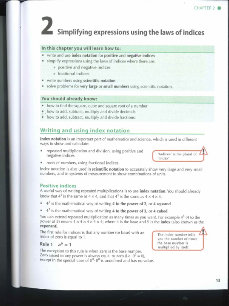 Leckie & Leckie N5 Student Book c.2 Laws of indices | PDF