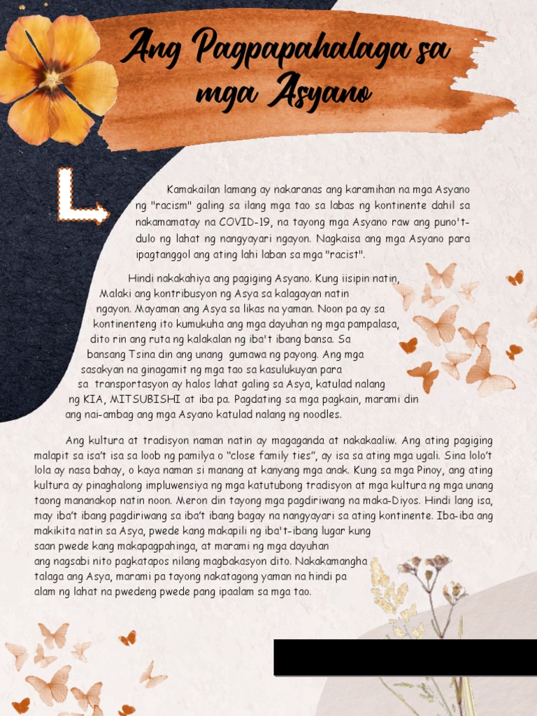 Ang Pagpapahalaga Sa Mga Asyano | PDF