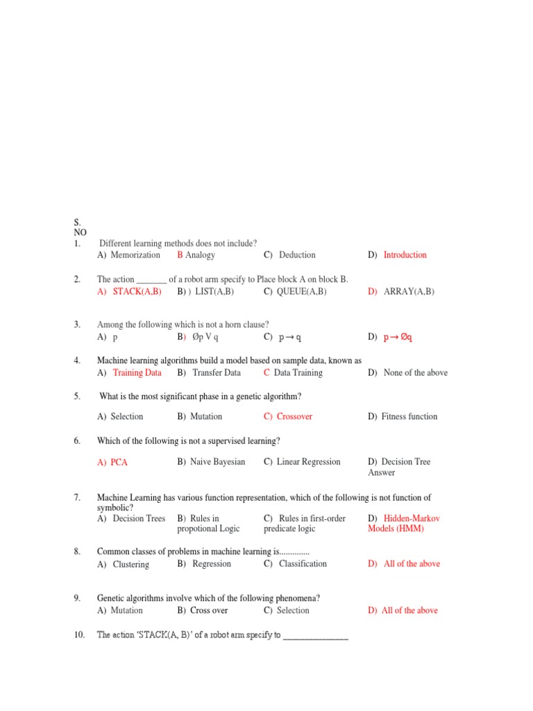 Machine Learning Questions And Answers A Comprehensive Review Of Key Concepts And Algorithms