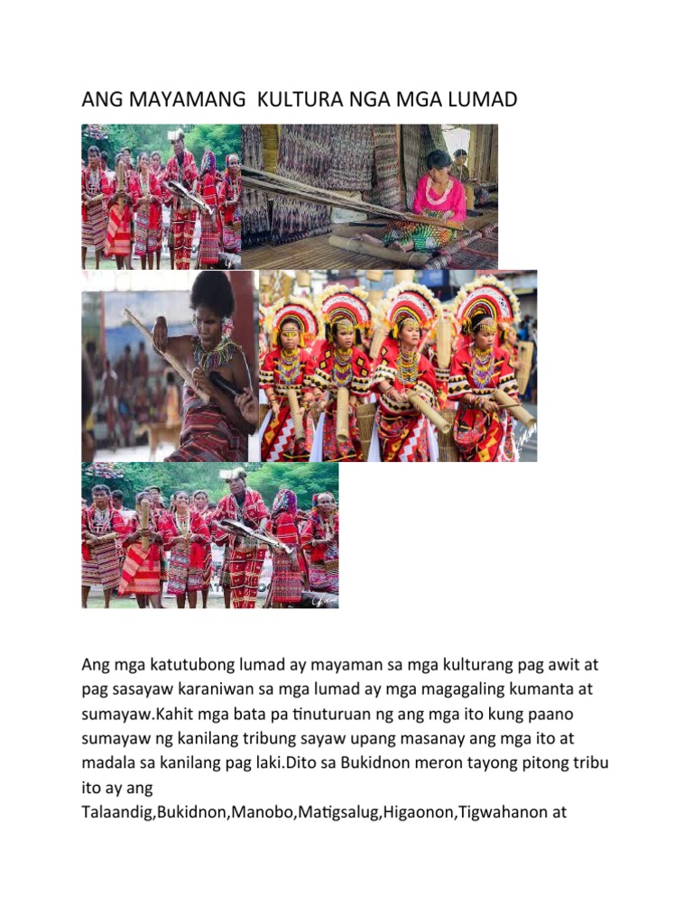 Ang Mayamang Kultura Nga Mga Lumad | PDF
