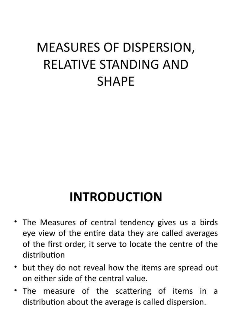 Measuring Dispersion and Relative Standing: An Analysis of Common ...
