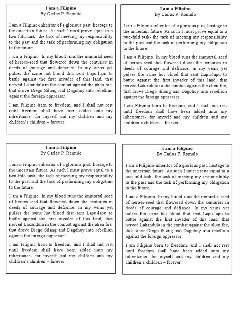 I Am A Filipino-Speech | PDF