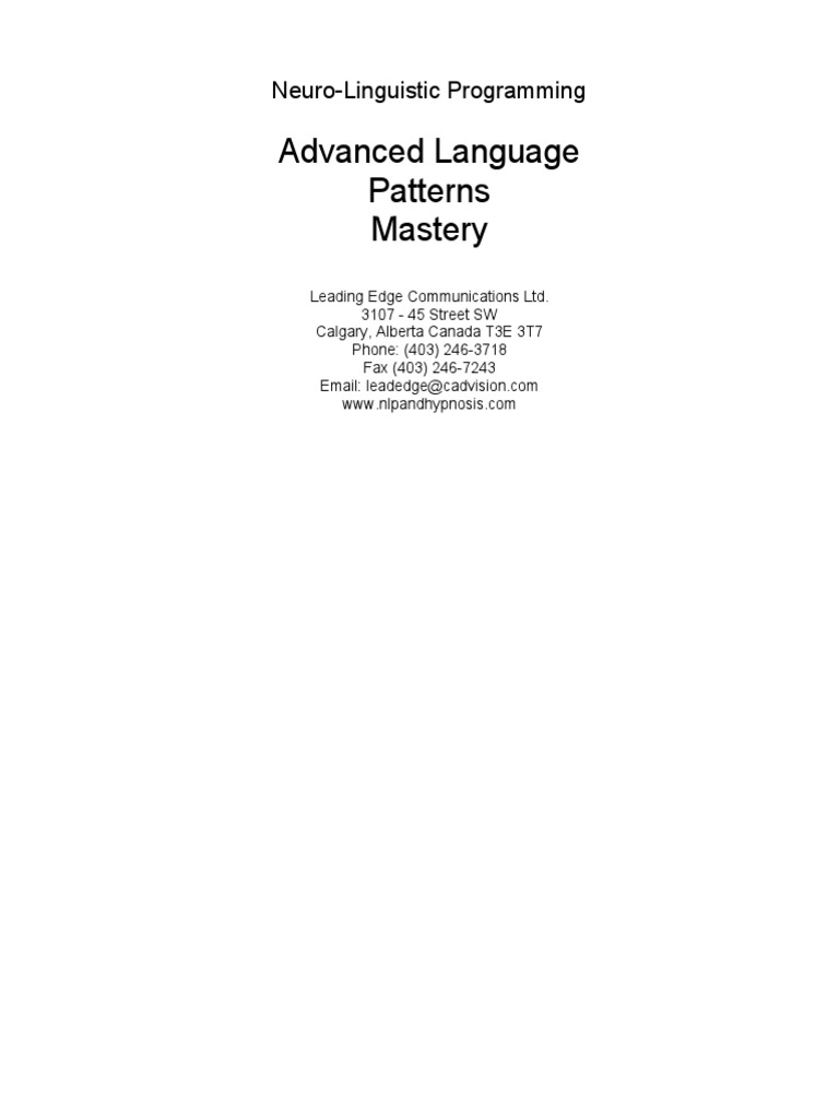 NLP - Advanced Language Patterns Mastery | PDF | Perfect (Grammar) | Linguistics