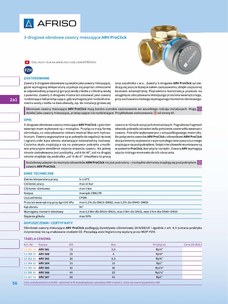 Karta 3 Drogowe Zawory Mieszajace ARV ProClick AFRISO | PDF