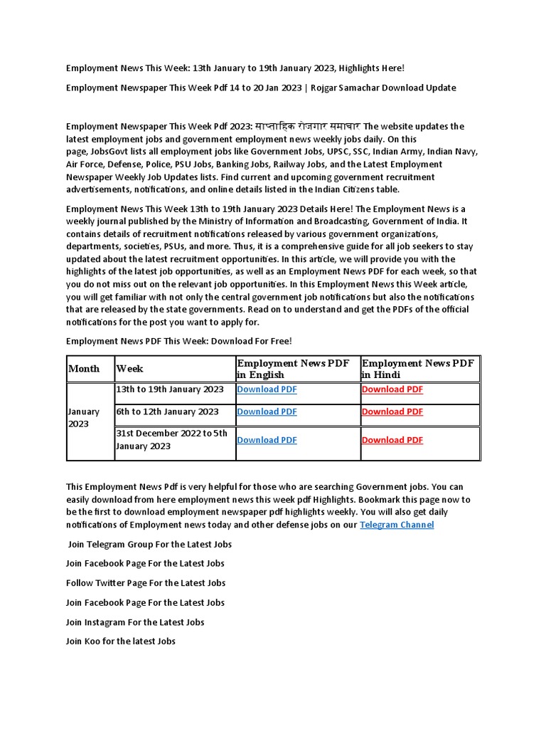 Employment News This Week | PDF | Newspapers | World Wide Web