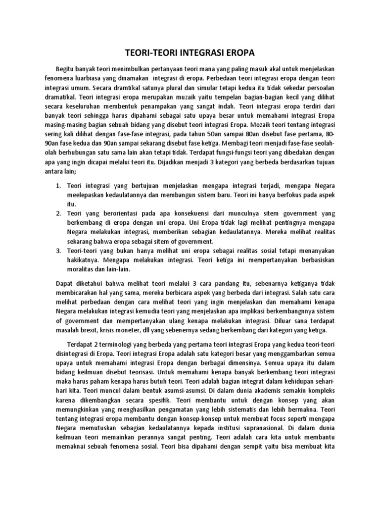 Teori Integrasi Eropa (Kue) | PDF