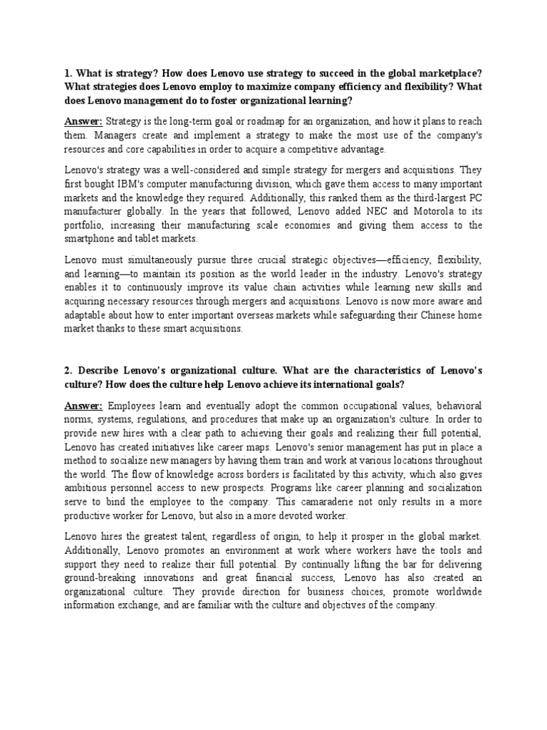 Navigating the Balance: Examining Lenovo's Pursuit of Local Responsiveness and Global ...