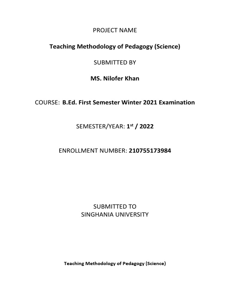 Teaching Methodology of Pedagogy SCIENCE | PDF | Teaching Method | Science
