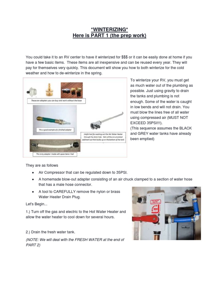 Step by Step RV Winterizing Updated-2017 | PDF | Water Heating | Tap ...