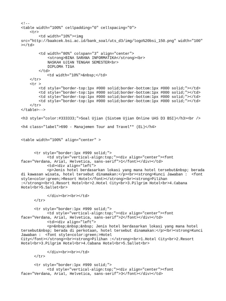 690 Manajemen Tour and Travel (EL) UAS-2021!06!09 17 28 58 | PDF | Microsoft Typefaces | Neo ...