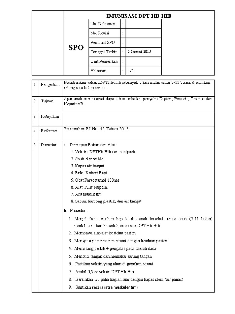 Spo 6 Imunisasi DPT Hb-Hib | PDF