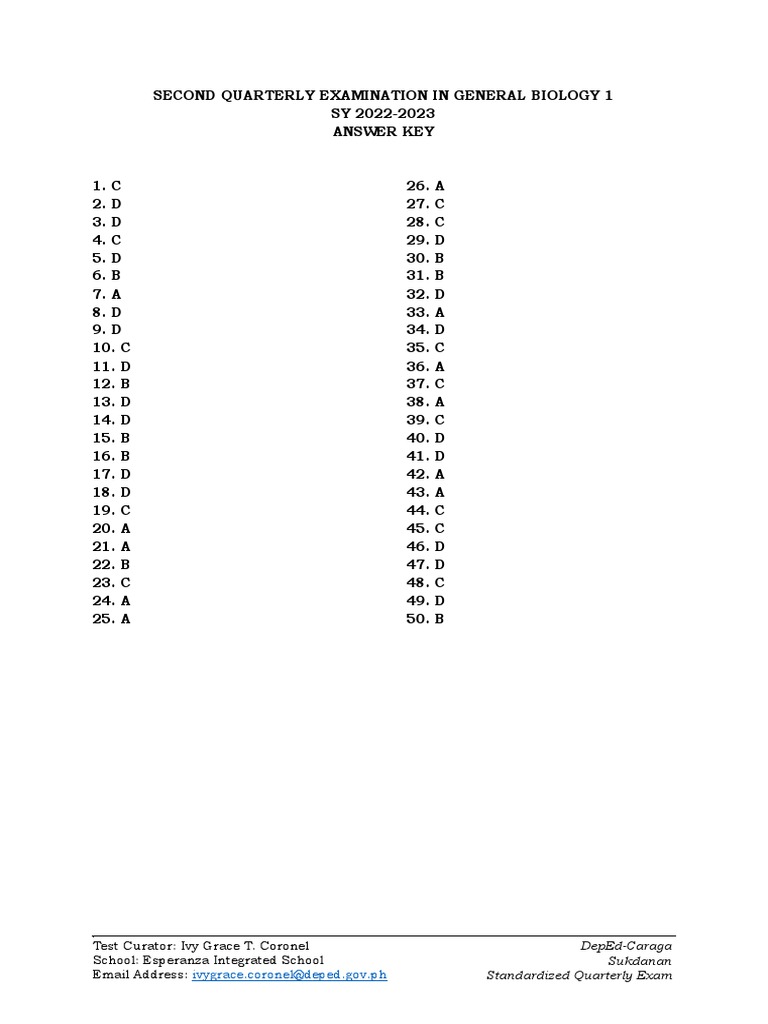 GB1 - Q2 - Answer Key | PDF