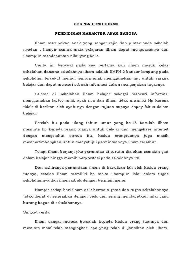 Cerpen Pendidikan | PDF