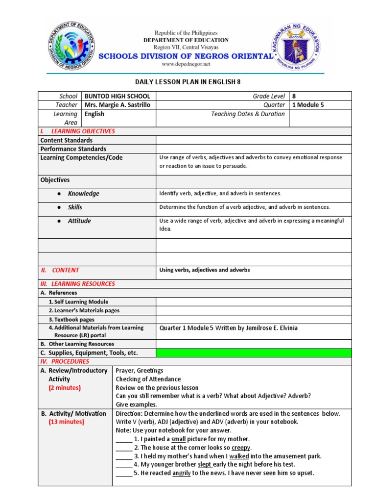 DLP-8-Q1mODULE-5-Remefe Solamillo | PDF | Adverb | Adjective