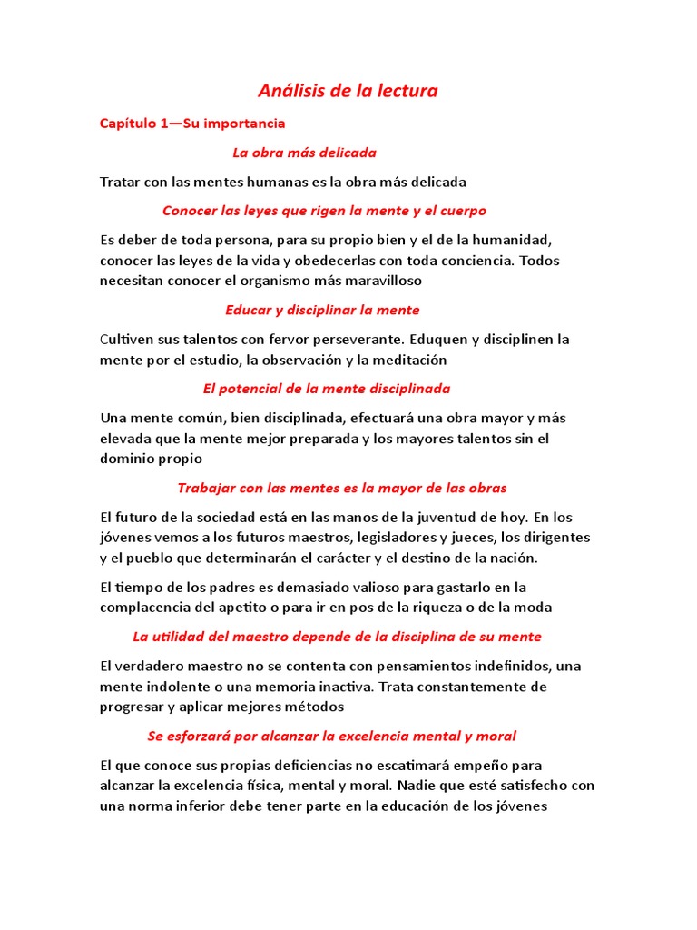 Análisis de la lectura mente, caracter, personalidad | PDF | Mente ...