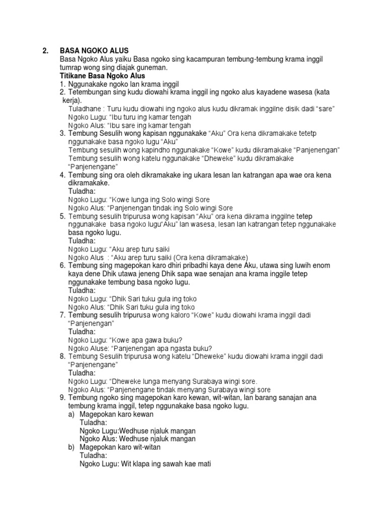 Unggah-Ungguh Basa-Basa Ngoko Alus | PDF