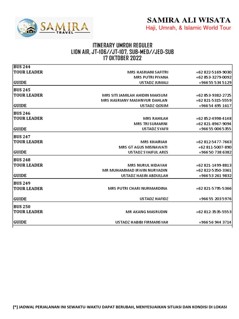Itinerary 17okt Senin Submed 12d.1 | PDF
