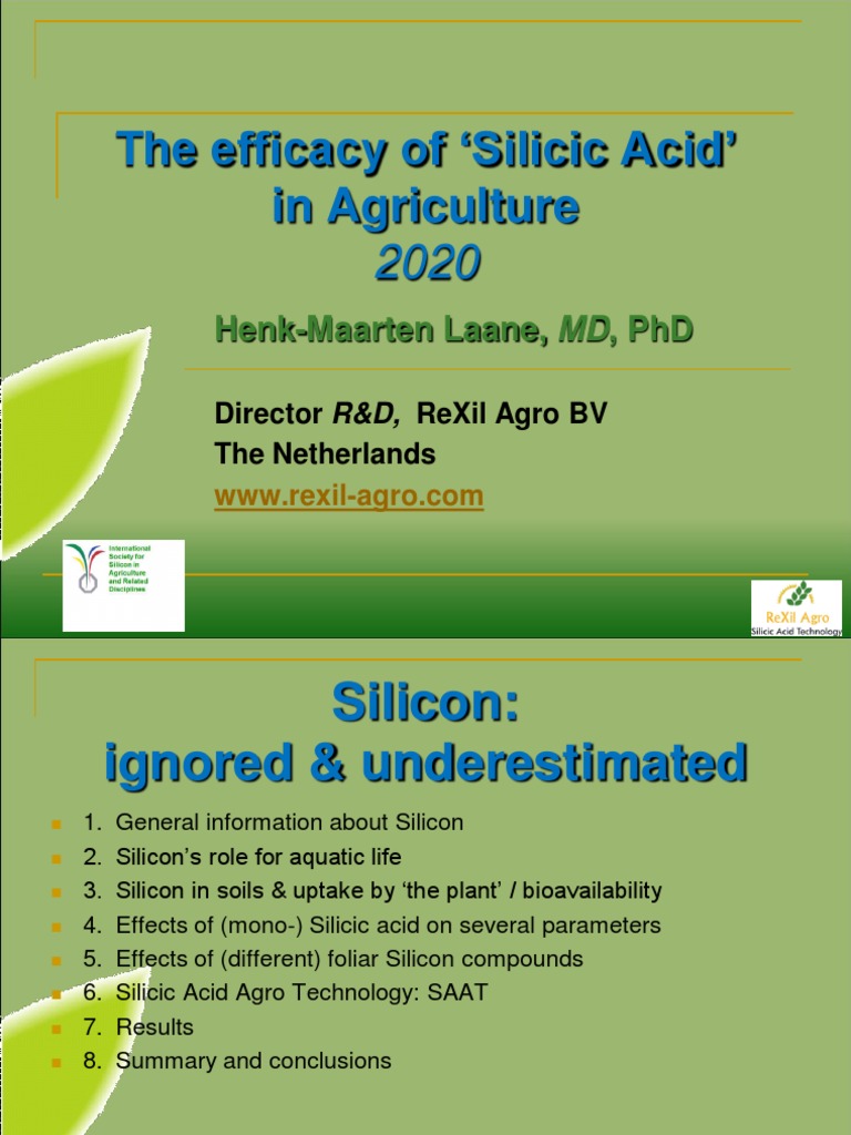 The Use of Silicic Acid Agro Technology (SAAT) As A Biostimulant - DR ...