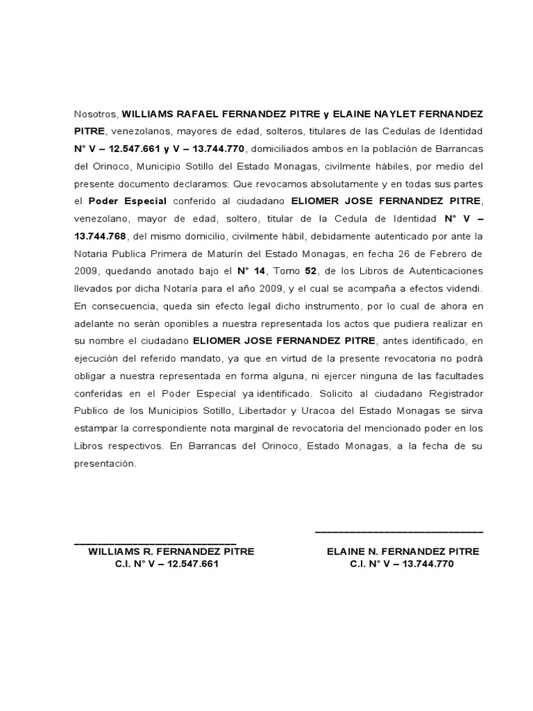 Modelo de Revocatoria de Poder I | PDF | Justicia | Crimen y violencia