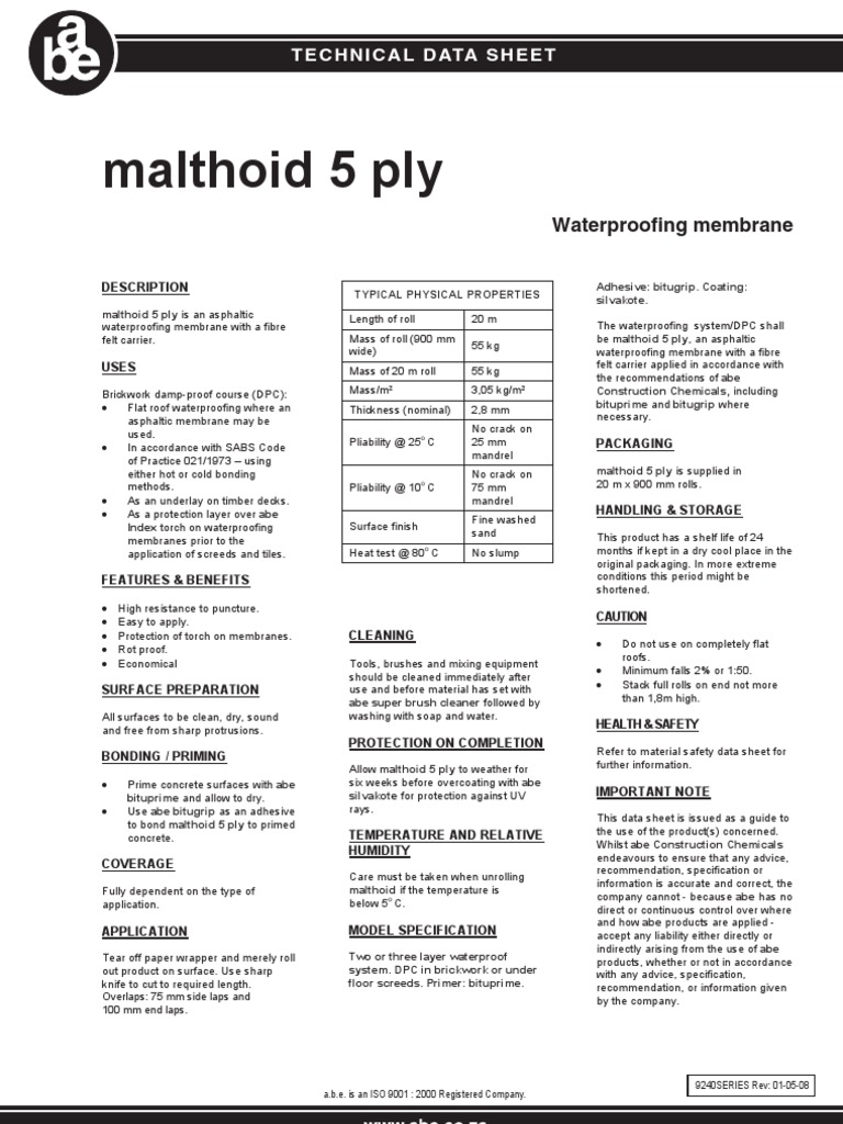 Malthoid 5 Ply | Manmade Materials | Industries