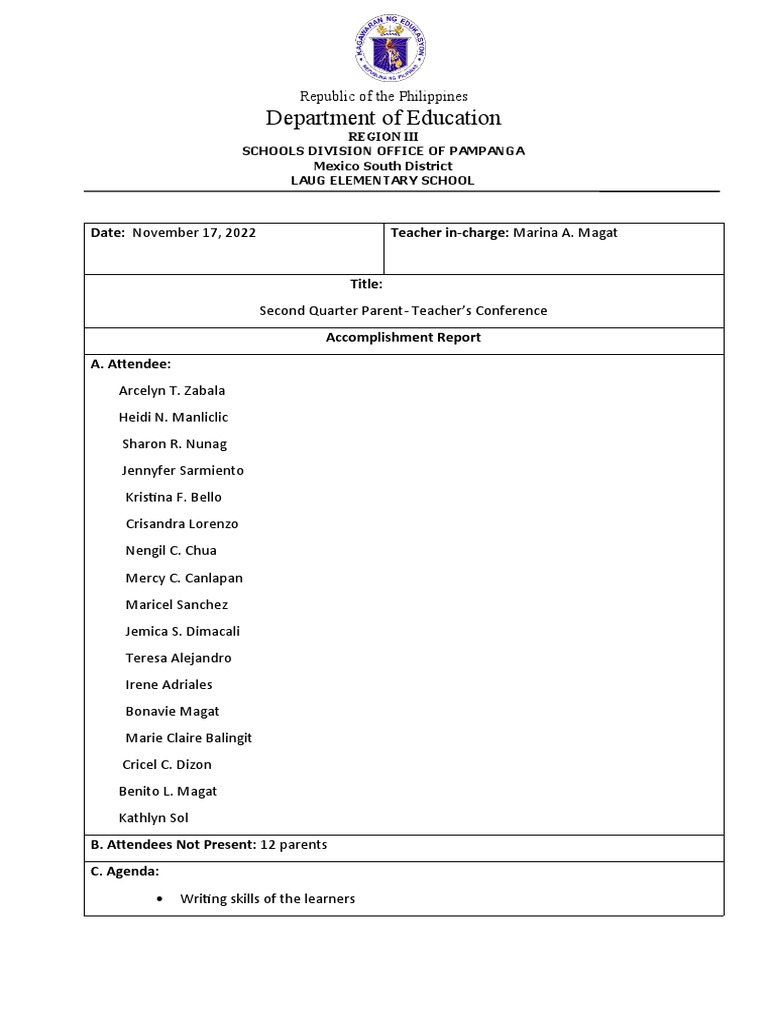 Second Quarter ACR Homeroom PTA Meeting | PDF | Pedagogy | Linguistics