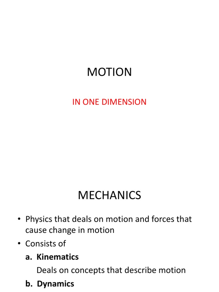 Motion in One Dimension | PDF | Technology & Engineering