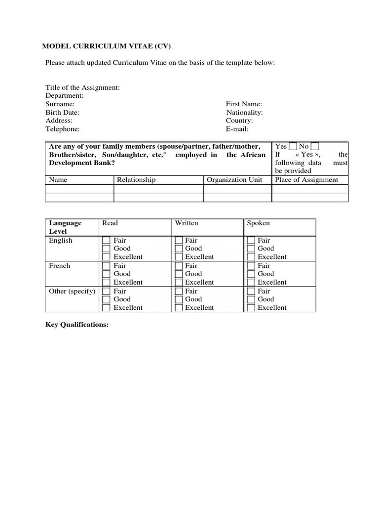 African Development Bank CV Template | PDF | Diploma