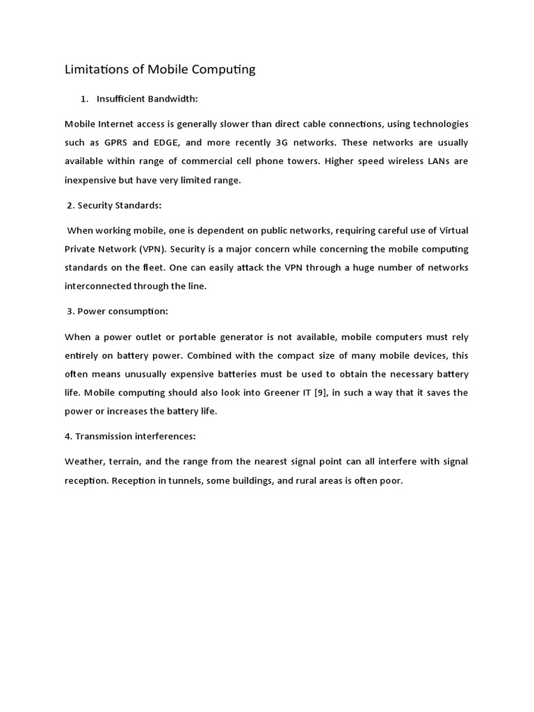 Limitations of Mobile Computing | PDF