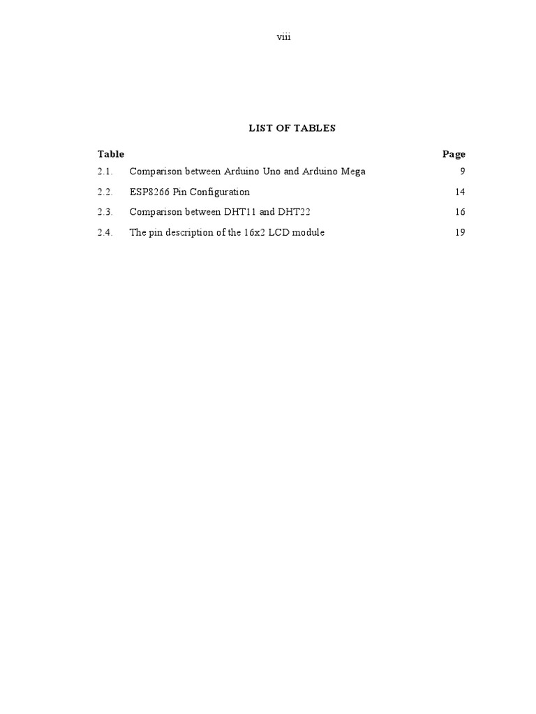 Arduino and Sensor Comparison Tables | PDF