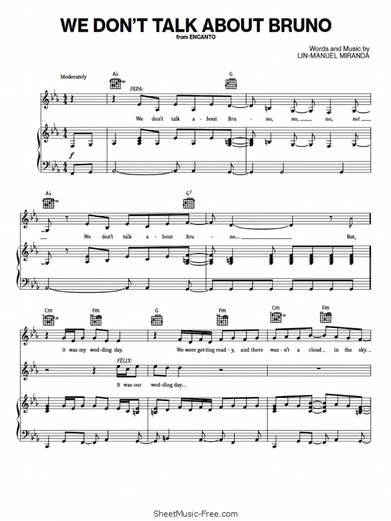We Don't Talk About Bruno Sheet Music From Encanto PDF | PDF