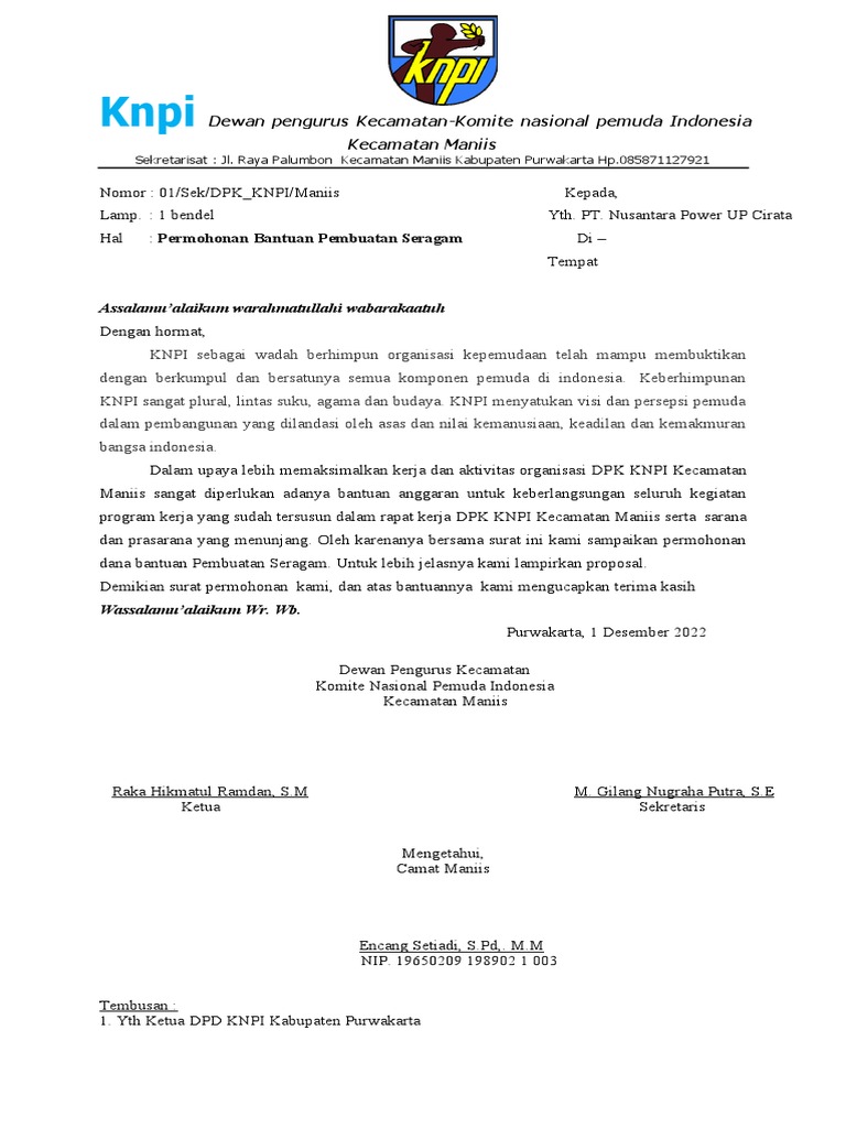 Proposal KNPI Kec Maniis | PDF