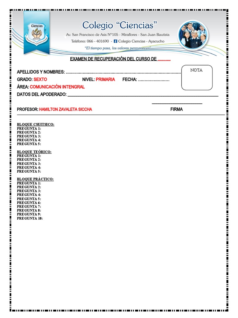 Examen de Recuperación | PDF
