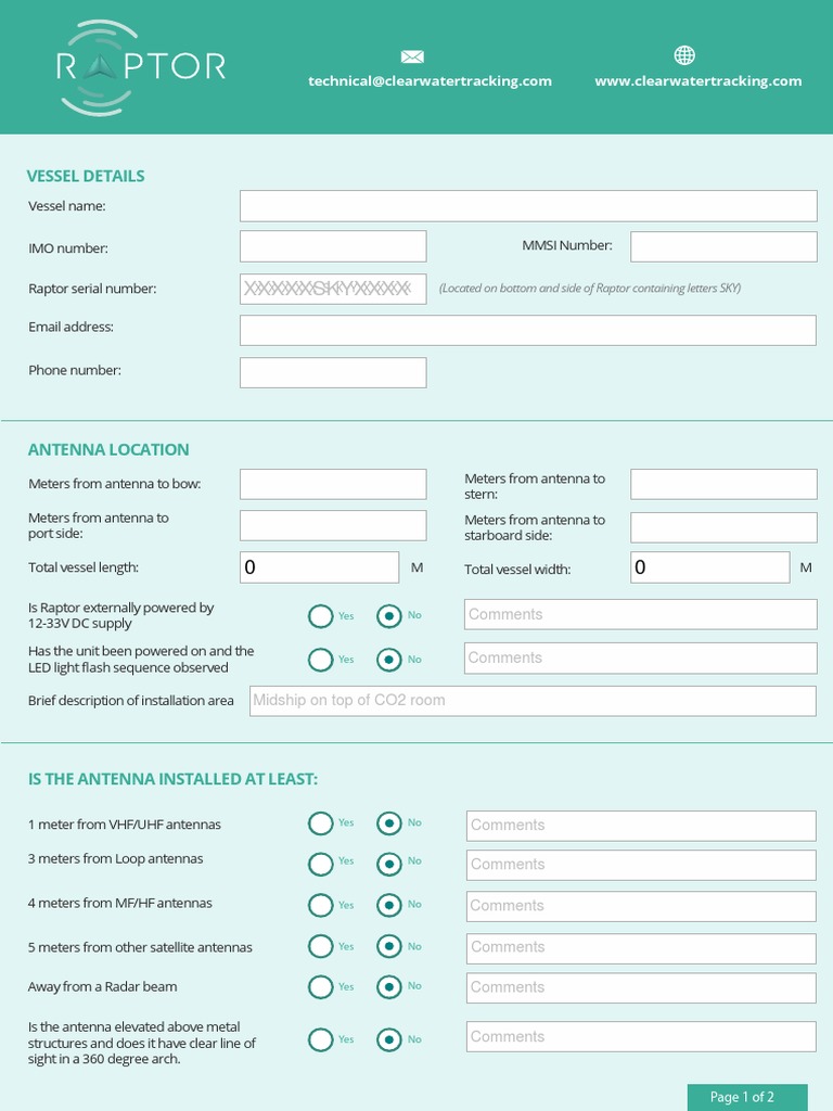 Raptor Installation Form | PDF