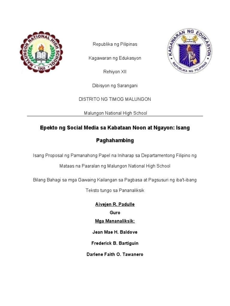 Epekto NG Social Media Sa Kabataan | PDF