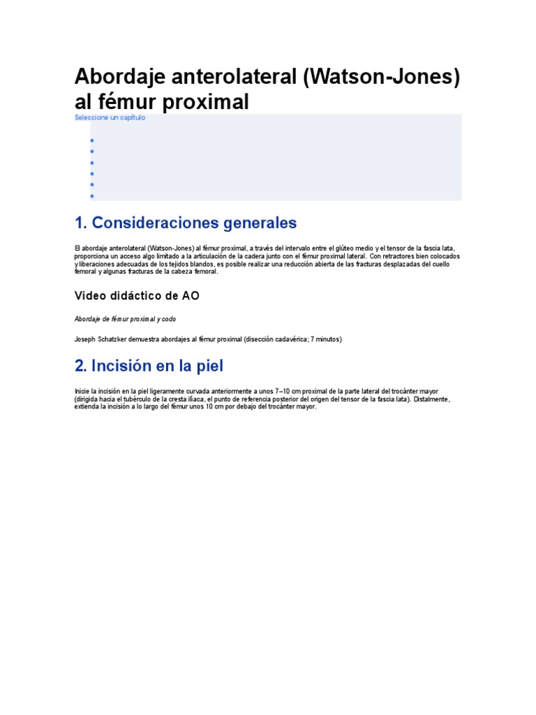 Abordaje Anterolateral Watson-Jones | PDF
