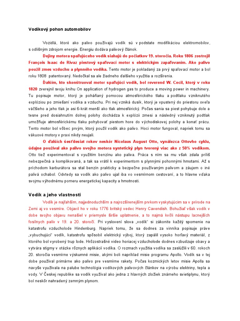 Prednaska 5 Vodikove Pohony | PDF