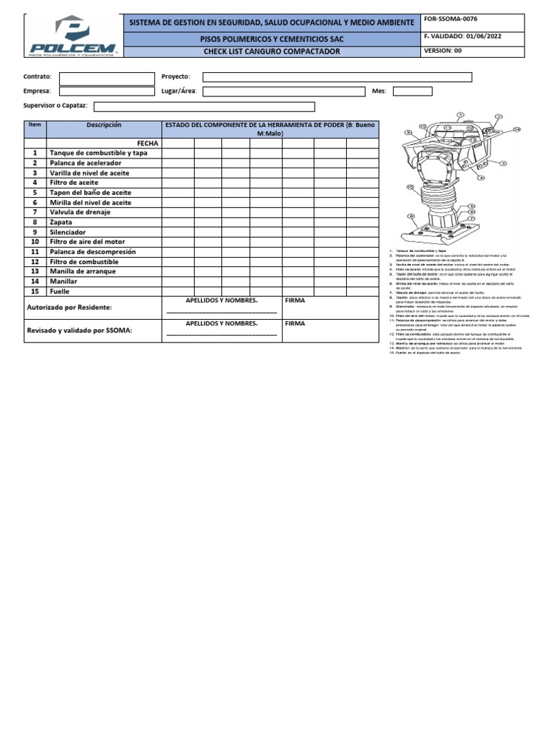 Check List - Canguro Compactador | PDF
